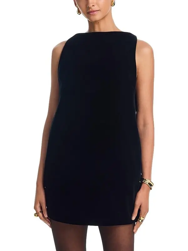 Brandon Maxwell Sable Boat Neck Mini Dress - Black