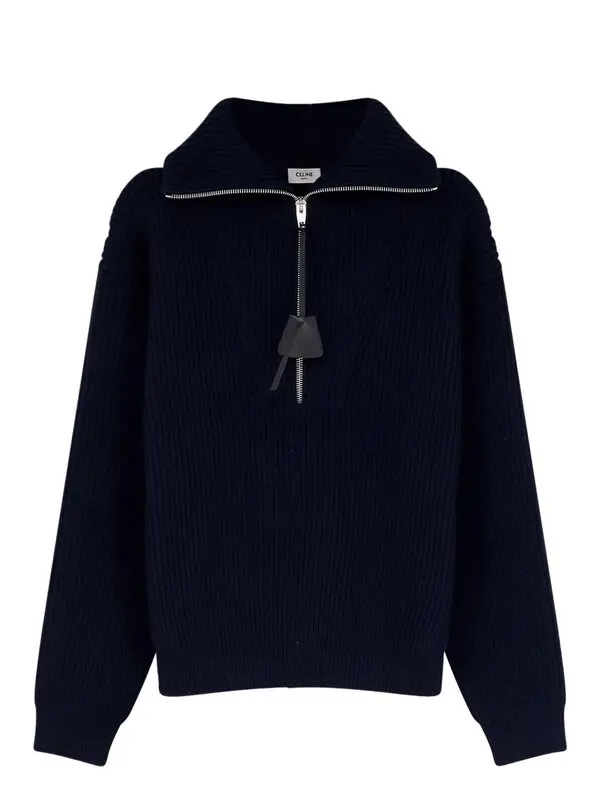 Celine Ribbed Wool And Cashmere Sweater - Blue