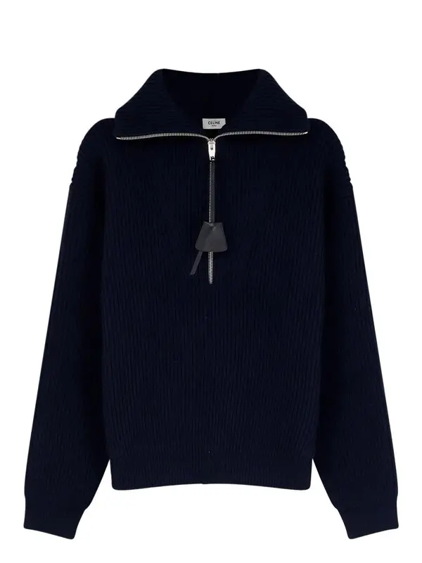 Celine Ribbed Wool And Cashmere Sweater - Blue