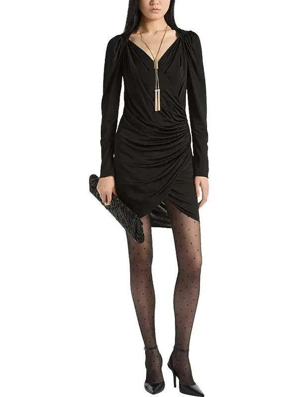 Balmain Draped Flowing Jersey Dress - Black
