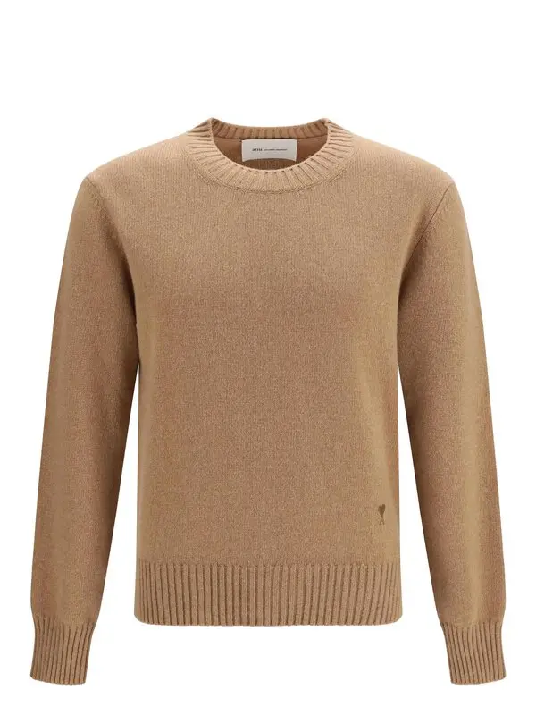 AMI Paris Cashmere And Wool Blend Sweater - Brown