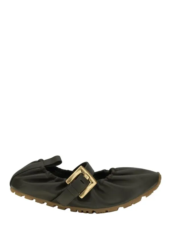 Balmain Buckle Strap Ballerinas - Green