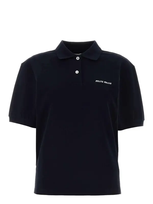 Miu Miu Dark Piquet Polo Shirt - Blue