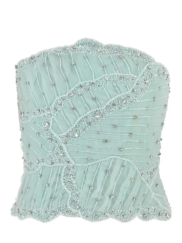 Costarellos Light- Tulle Fiori Bodice - Blue
