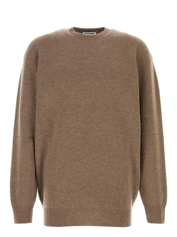 JIL SANDER Biscuit Wool Blend Oversize Sweater - Brown