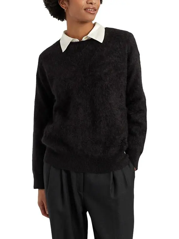 Chinti & Parker Brushed Cashmere Crew Neck Sweater - Black