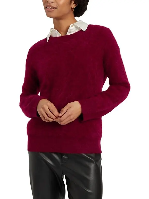 Chinti & Parker Brushed Cashmere Crew Neck Sweater - Cherry