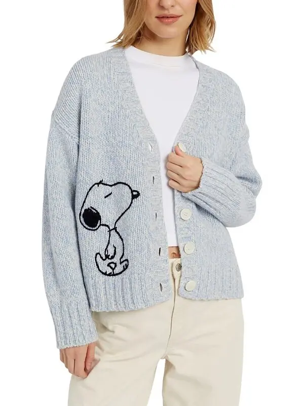 Chinti & Parker Merino Snoopy Marl Cardigan - Multi Blue