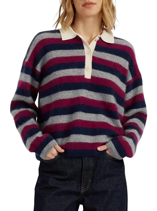 Chinti & Parker Merino Stripe Polo Top - Multi
