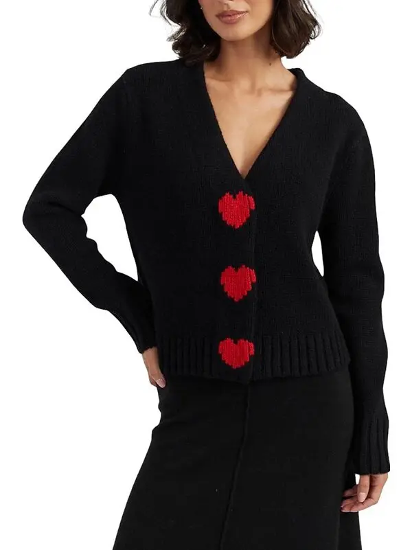 Chinti & Parker Merino Heart Cardigan - Black