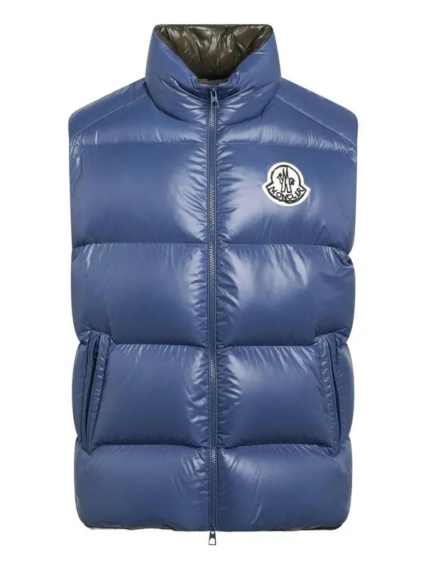 Moncler Light Padded Gilet In Nylon Laque - Blue