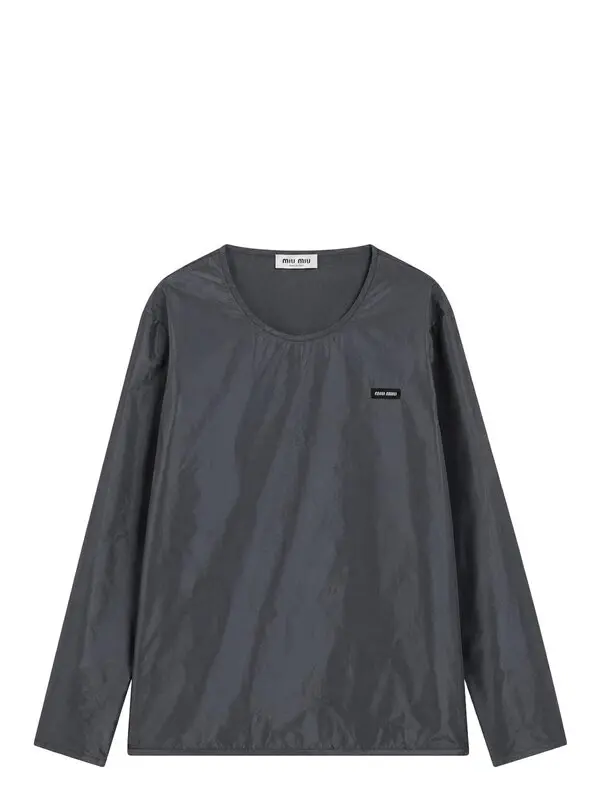 Miu Miu Hematite Grey Blouse In Re-nylon - Gray