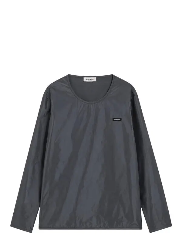 Miu Miu Hematite Grey Blouse In Re-nylon - Gray