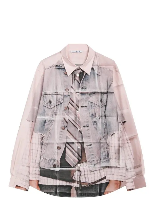 Acne Studios Cotton Shirt With Trompe-lâ€å“il Print - Pink