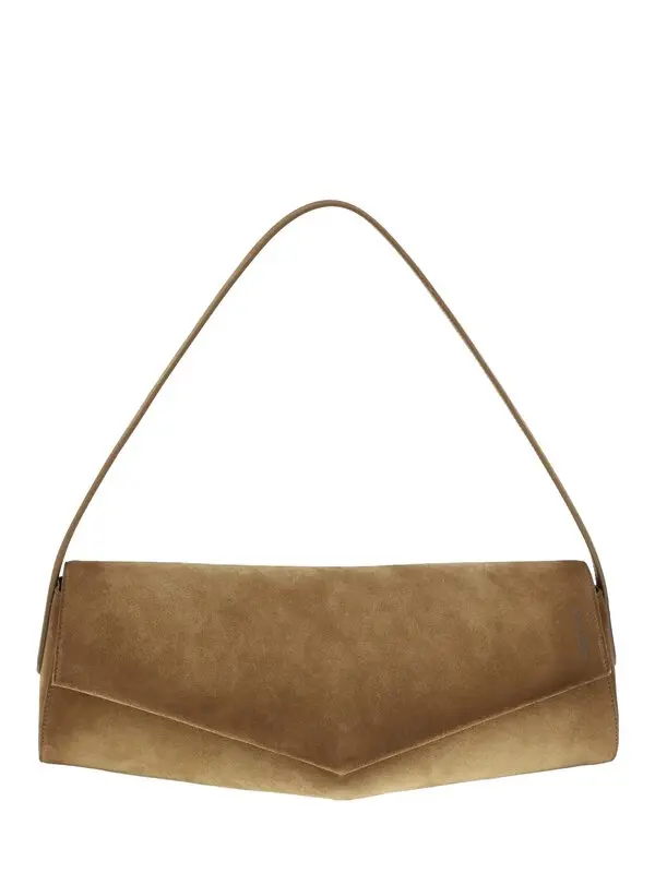 JIL SANDER Kante Suede Shoulder Bag - Brown