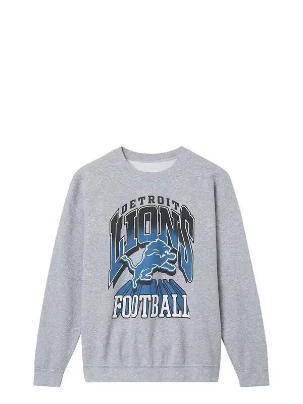 Junk Food Clothing Detroit Lions All Pro Crew Fleece - Heather Grey
