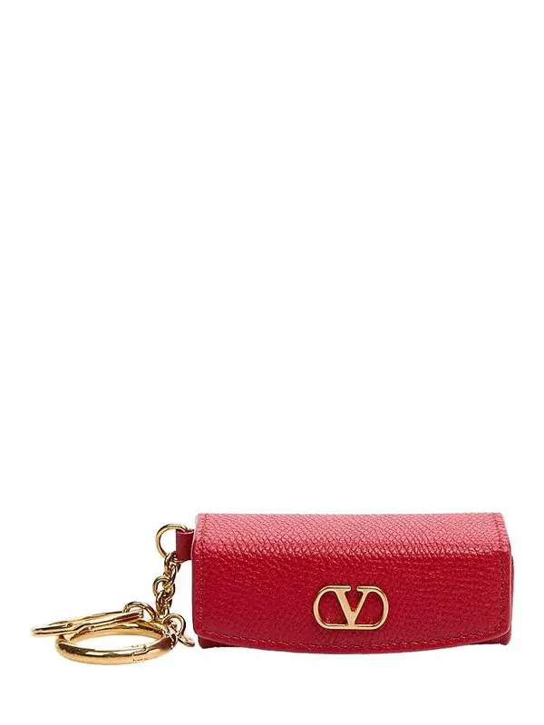 Valentino Garavani Vlogo Grained Leather Lipstick Keychain - Rouge