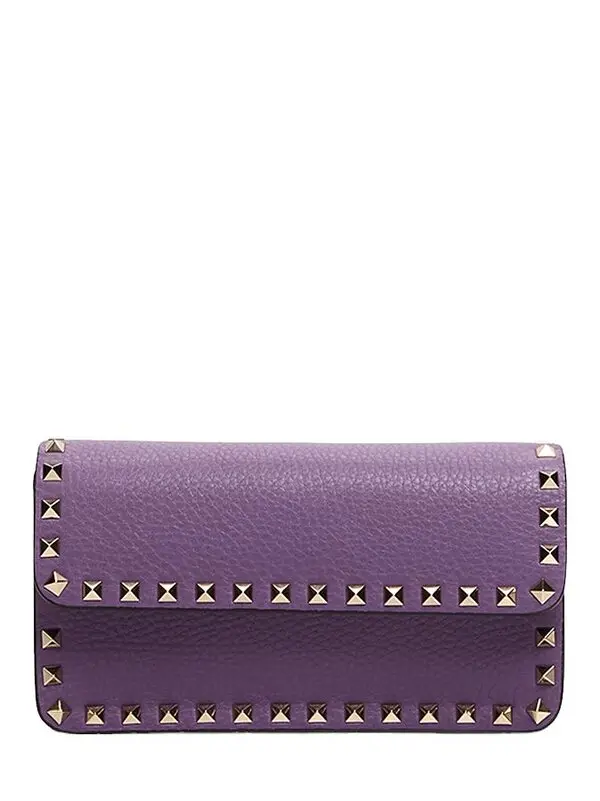 Valentino Garavani Rockstud Leather Crossbody Wallet - Violet
