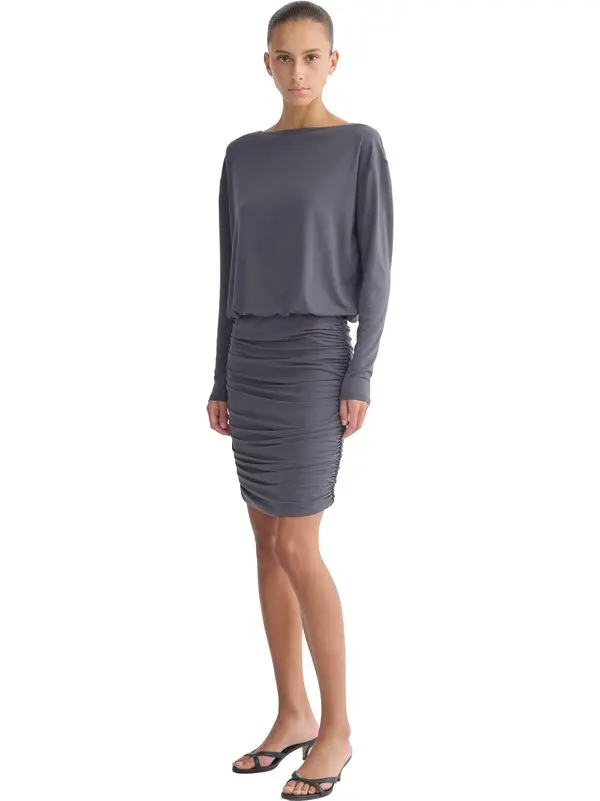 Everlane Drapey Jersey Ruched Mini Dress - Graphite