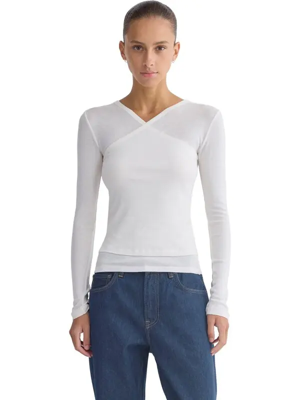 Everlane Tissue Double Layer One Shoulder Top - Bone