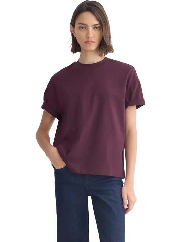 Everlane Forever Jersey Oversized Tshirt - Deep Plum