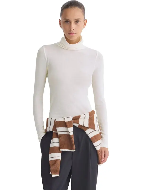 Everlane Tissue Long-sleeve Turtleneck - Bone