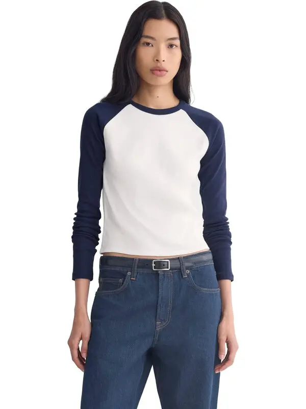 Everlane Retrosoft Cotton Raglan Shirtd Crew - Bone