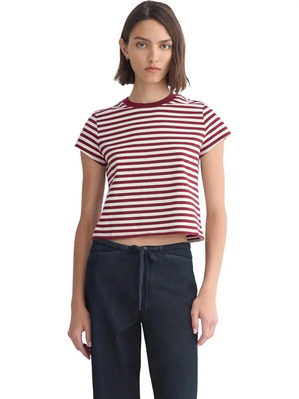 Everlane Forever Jersey Shrunken Crew - Cabernet/birch