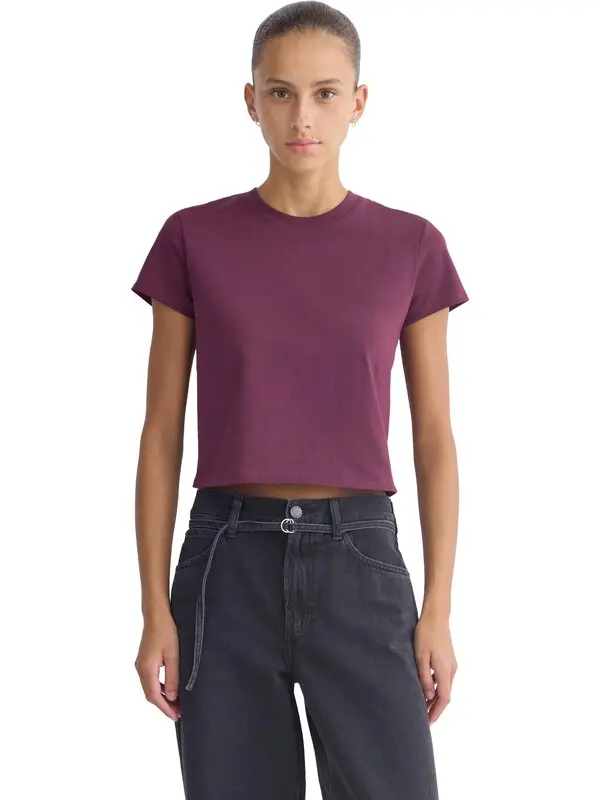 Everlane Forever Jersey Shrunken Crew - Deep Plum