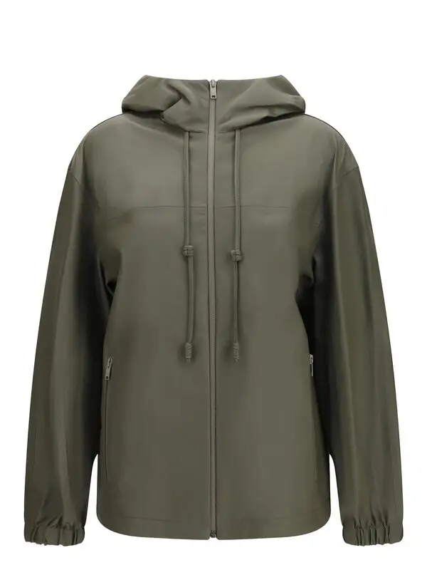 Bottega Veneta Lightweight Nappa Leather Jacket With Intrecciato Hood - Green
