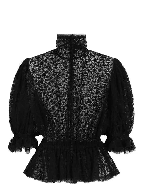 Dolce & Gabbana Tulle Top With Embroidery - Black