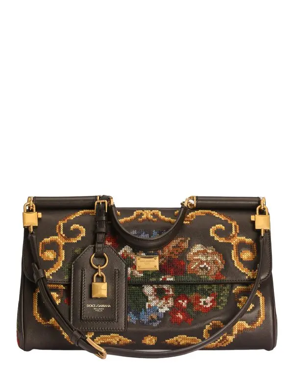 Dolce & Gabbana Medium My Sicily Handbag With Fine Stitch Embroidery - Multicolor