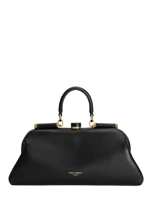 Dolce & Gabbana Medium Grandma Handbag In Plongé Nappa Leather - Black