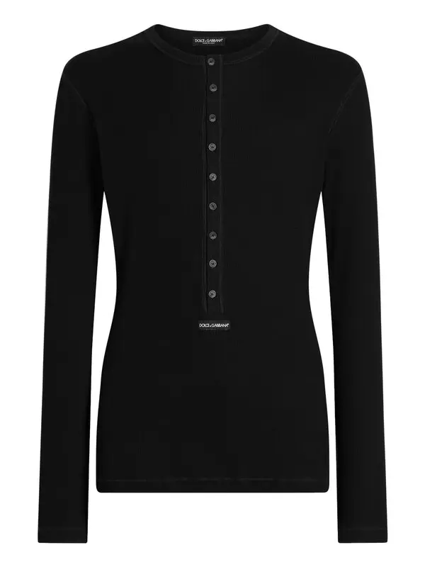 Dolce & Gabbana Serafino T-shirt In Ribbed Cotton - Black
