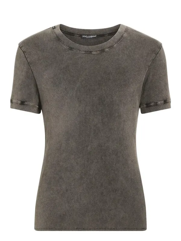 Dolce & Gabbana Ribbed Cotton T-shirt - Multicolor