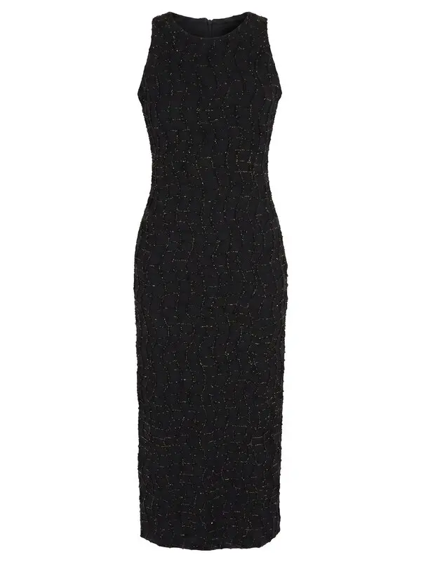 MODENAIRE Elegant Round Neck Bodycon Dress With Slimming Silhouette - Black