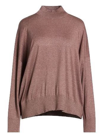 Brunello Cucinelli Turtleneck Light Brown Size Cashmere, Silk, Polyamide, Metallic Polyester - Beige