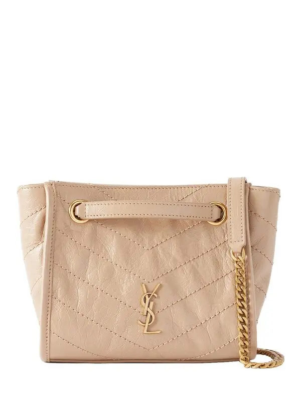 Saint Laurent Niki Matelassé Crinkled-leather Shoulder Bag - Neutrals