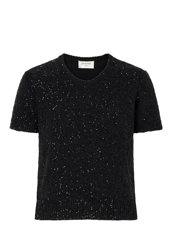 Saint Laurent Sequined Knitted Shirt - Black