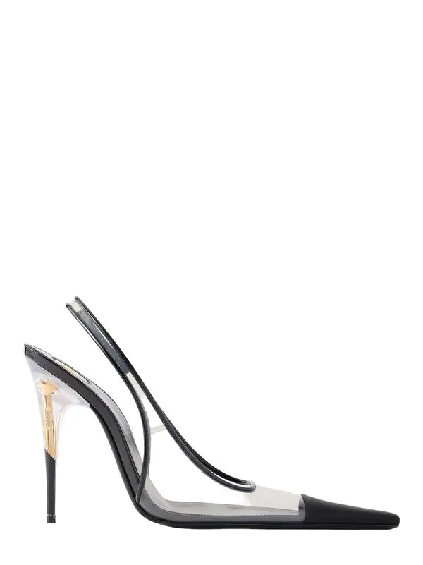 Saint Laurent Romy 110 Crepe-satin Trimmed Tpu Slingback Pumps - Black