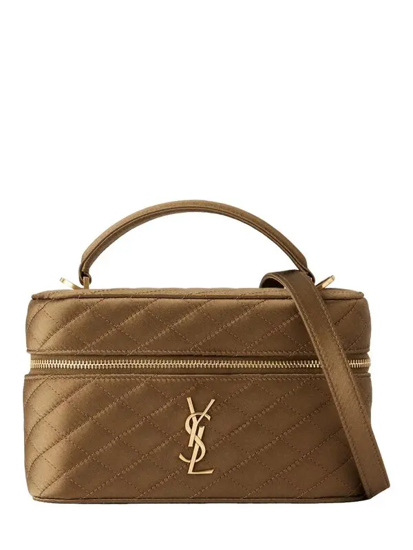 Saint Laurent Gaby Satin Shoulder Bag - Brown