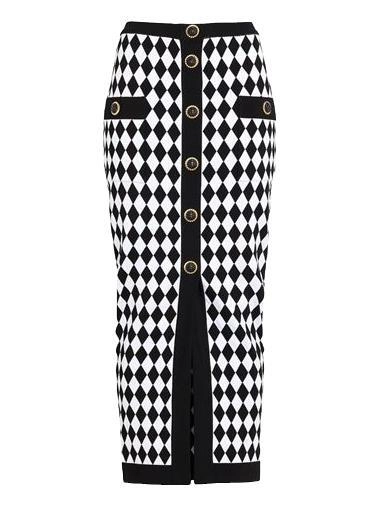 Balmain Midi Skirt Size Viscose, Polyamide, Polyester, Elastane - Black