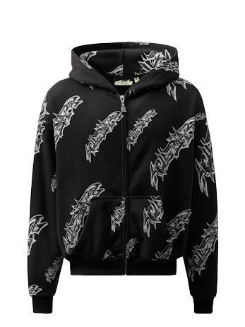 HELLSTAR Graffiti Zipup Hoodie - Black