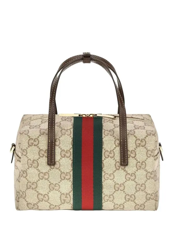Gucci Mini Boston Handbag With Web Stripe - Cream