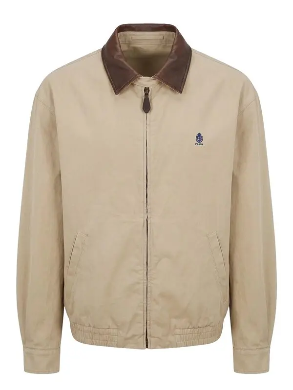 Prada Cord Cotton Jacket With Leather Details - Multicolor