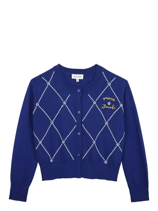 Marc Jacobs The Studded Pearl Cardigan In Size - Blue