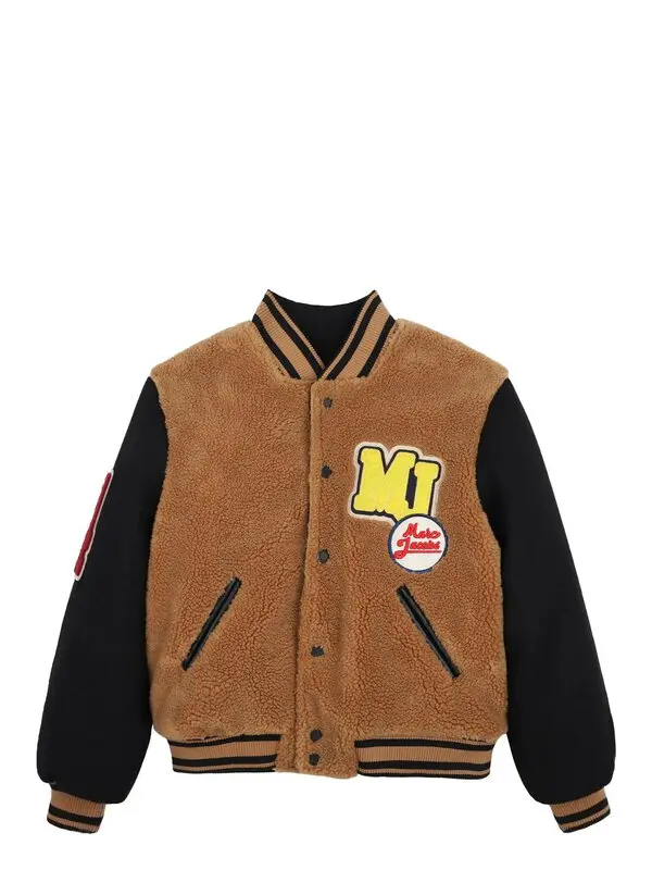 Marc Jacobs The Logo Shearling Jacket In Size - Sand