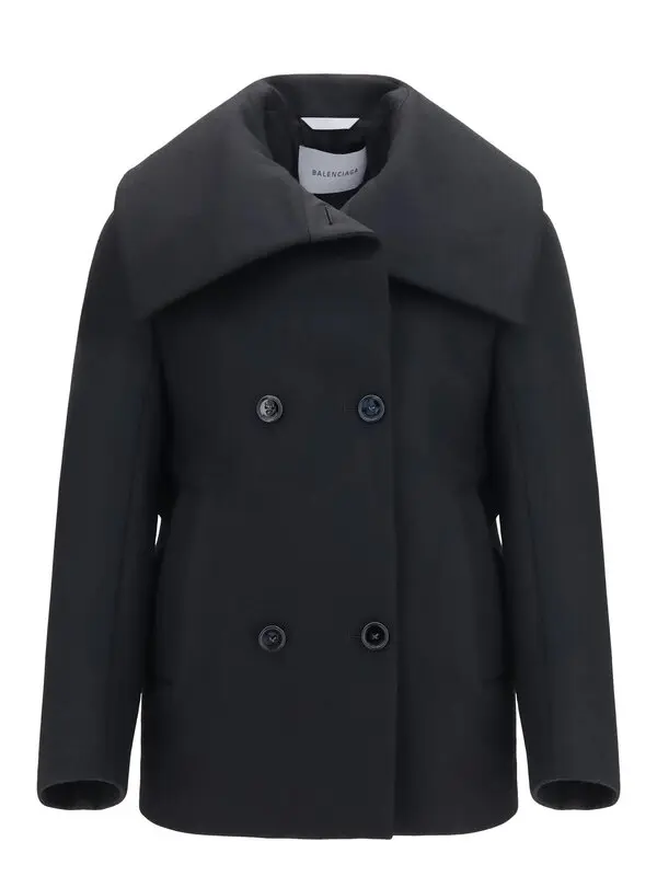 Balenciaga Structured High-neck Peacoat - Black