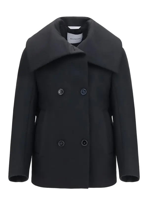 Balenciaga Structured High-neck Peacoat - Black