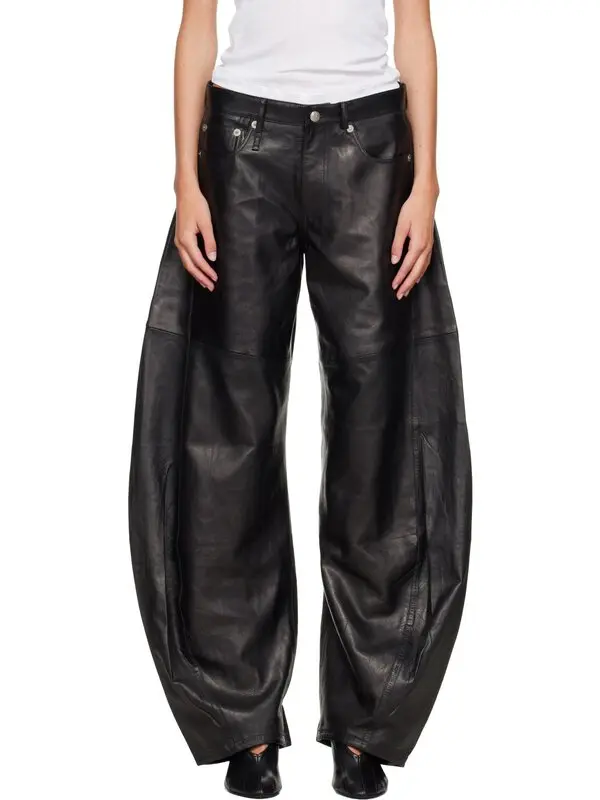 R13 Polished Leather Trousers - Black